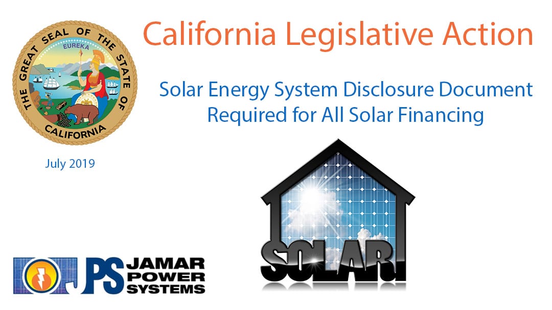Solar Energy Disclosure Document Required in CA